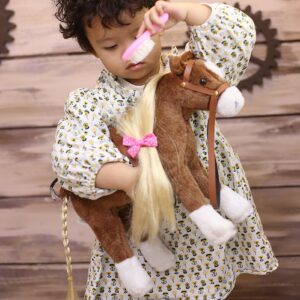 HollyHOME Horse Stuffed Animal Cute Pony Plush Pretend Play Horse Toys for Girls and Horse Lovers 11 inches Brown