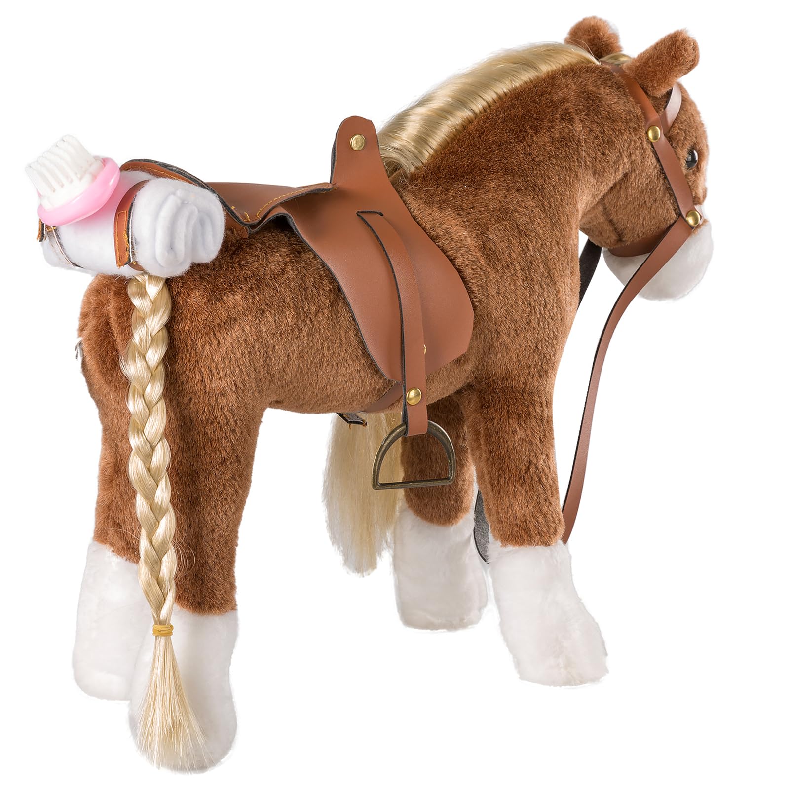 HollyHOME Horse Stuffed Animal Cute Pony Plush Pretend Play Horse Toys for Girls and Horse Lovers 11 inches Brown