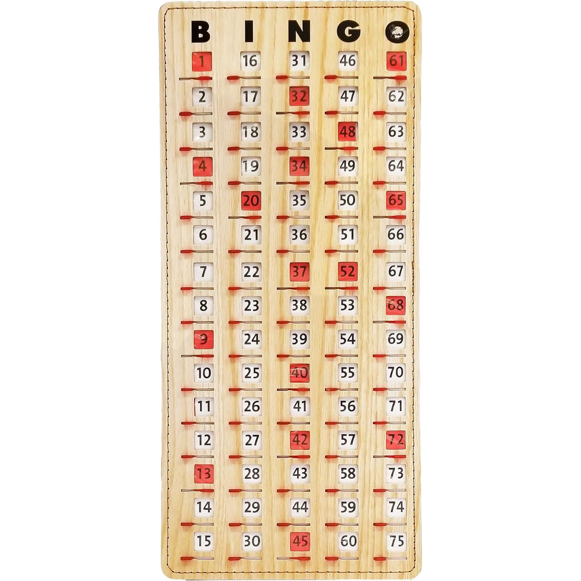 MR CHIPS Jam-Proof Finger Tip Master Bingo Card with Sliding Windows - Large Cardboard Bingo Calling Card - Tan Style