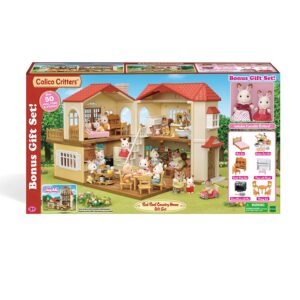 Calico Critters Red Roof Country Home - Dollhouse Playset with Figures, Furniture and Accessories for Ages 3+