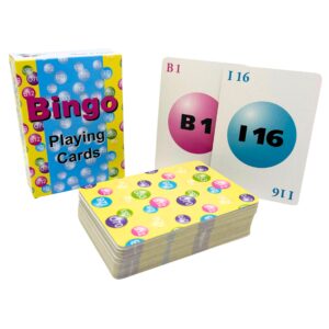 mr chips professional plastic coated bingo cards - deck of 75 playing bingo calling cards - colorful bingo cards reusable for bingo games on the go!