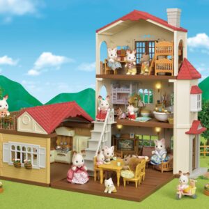 Calico Critters Red Roof Country Home - Dollhouse Playset with Figures, Furniture and Accessories for Ages 3+