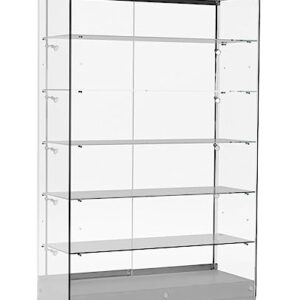 Displays2go, Illuminated Full Vision Cabinets, Tempered Glass, Painted MDF Construction – Clear, Silver Finish (GTAP48LEDS)