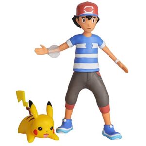 pokémon action figure, 4.5"" battle action ash & pikachu