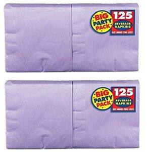 amscan big party pack 250 count beverage napkins, lavender