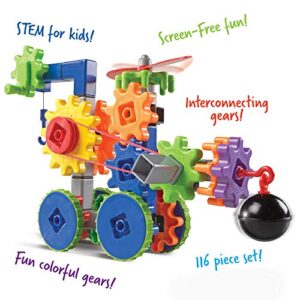 Learning Resources Gears! Gears! Gears! Machines in Motion,116 Pieces, Ages 5+, STEM Toys, Gear Toy, Puzzle, Early Engineering Toys