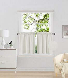 elegant home 2 panels tiers small window treatment curtain insulated blackout drape short panel 28" w x 24" l each for kitchen bathroom or any small window # r16 (ivory)