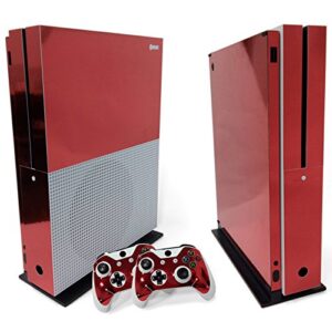 wps glossy protecive vinyl decal skin / stickers wrap cover for xbox one s slim console + 2 controller (red glossy)