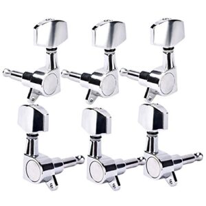 atcg guitar tuning pegs 6 pieces 3l3r chrome tuners machine heads knobs for acoustic or electric musician instrument parts accessories guitar string tuning peg replacement (silver)