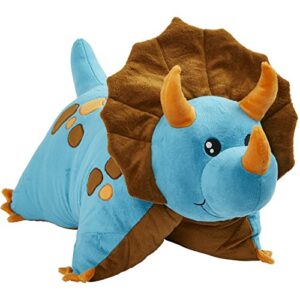 pillow pets triceratops blue dinosaur, 18" stuffed animal plush toy