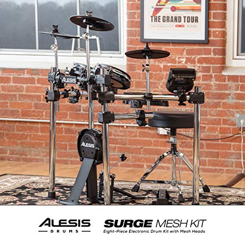 Alesis Drums Surge Mesh Kit - Electric Drum Set with USB MIDI Connectivity, Mesh Heads, Solid Rack and Drum Module Including 40 Kits and 385 Sounds