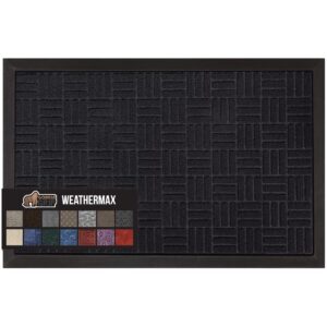 gorilla grip 100% waterproof all-season weathermax doormat, 23x35, durable natural rubber, stain and fade resistant, low profile, indoor outdoor door mats, easy clean patio entrance mat, midnight maze