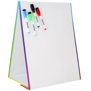 tabletop magnetic easel & whiteboard (2 sides) includes: 4 dry erase markers. drawing art white board educational kids toy