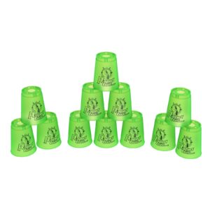 dewel stacking cup game with 15 stack ways, 12pcs cup stacking set, sport stacking cups bpa-free material, classic family game, great gift idea for stack games lover. (green)