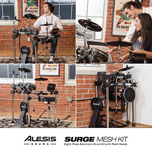 Alesis Drums Surge Mesh Kit - Electric Drum Set with USB MIDI Connectivity, Mesh Heads, Solid Rack and Drum Module Including 40 Kits and 385 Sounds