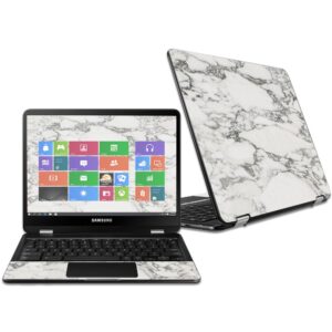 mightyskins skin compatible with samsung chromebook pro 12.3" - white marble | protective, durable, and unique vinyl decal wrap cover | easy to apply, remove, and change styles | made in the usa