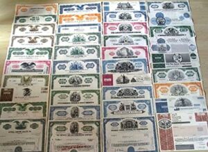 amazon special!! 50 different rare original vintage us stock certificates @ 50c!!! many big names! lowest price on earth!! buy 2 lots get 100 different with reduced shipping!!!