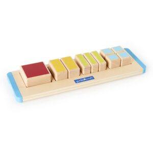 Guidecraft Colorful Starter Square Fractions - Wooden Early Development Toys for Children, Math Skills Stimulating Game