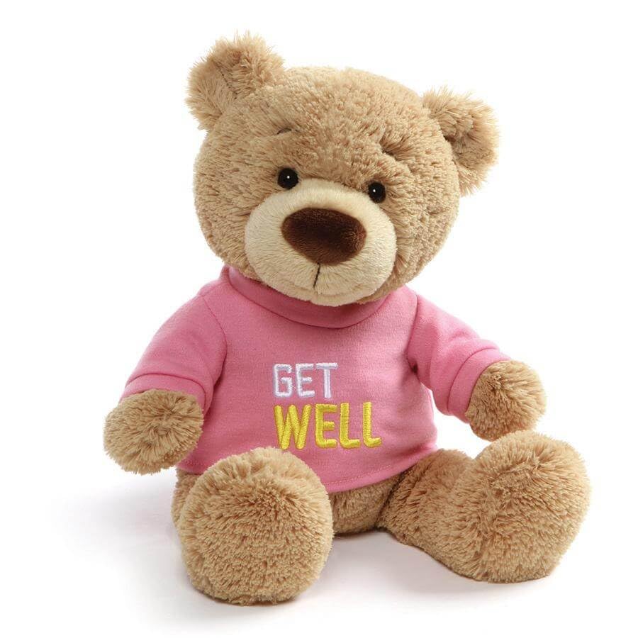 GUND Get Well T-Shirt Message Teddy Bear Stuffed Animal Plush, Pink, 12.5"