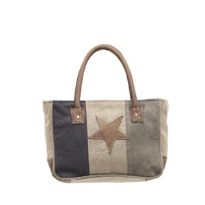 myra bags star on upcycled canvas hand bag s-1047, brown, size one_size