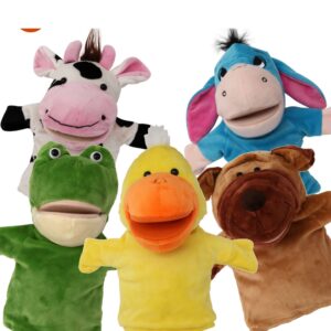 animal hand puppets set for kids & adults - 12.5" premium quality soft plush toys with movable mouths - perfect for storytelling, teaching, preschool, role-play - durable, vibrant, educational puppets