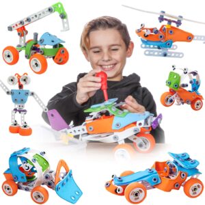 toy pal 7in1 stem toys for 6 7 8+ year old boys girls - 163 pcs engineering construction building educational toy for boys age 6-8 | stem activities fun birthday gift