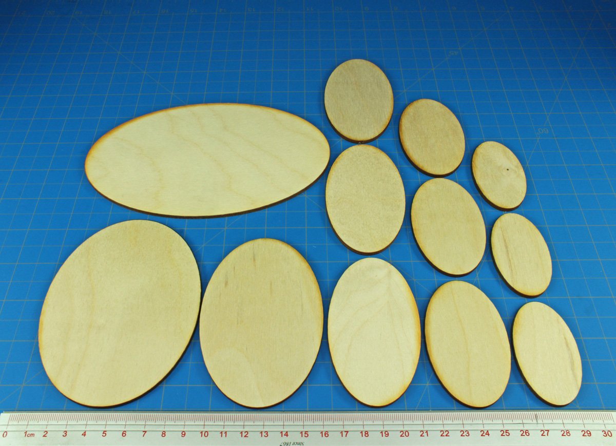 LITKO Miniature Base Set | Assorted Figure Stands | Wargames | Role-Playing Games | Laser-Cut 3mm Plywood (56 Pack Metric Circular Sampler)