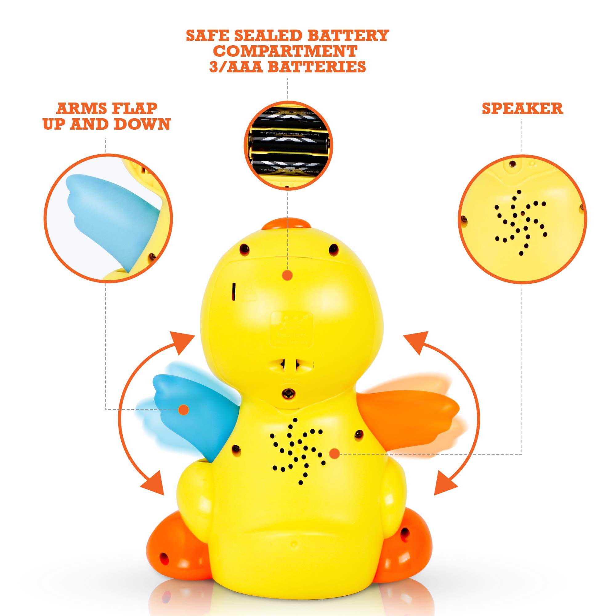 CifToys Light Up Duck Toy, Musical Baby Toys, Walking Flapping Dancing Duck Toys for 3 2 1 Year Old Gifts, Toddler Toys- Dancing, Singing, Electronic Duck Toy with Lights and Adjustable Sound