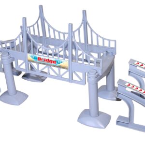 HAPISIMI Accessories Set Including 1 Bridge, 1 X-Crossroad, 1 Y Turning Point, 1 Turning Plate, Compatible with Magic Tracks and Other Flexible Tracks