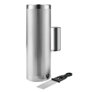 flexzion metal guiro with scraper shack 5" x 12" - merengue guira dominicana - round cylinder stainless steel hand musical instrument percussion for jazz bands, concerts, and live performances