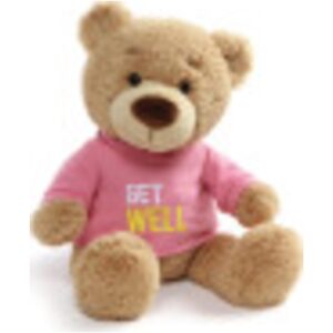 gund get well t-shirt message teddy bear stuffed animal plush, pink, 12.5"