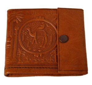 treasures of morocco moroccan handmade wallet credit card leather coin change pocket small orange