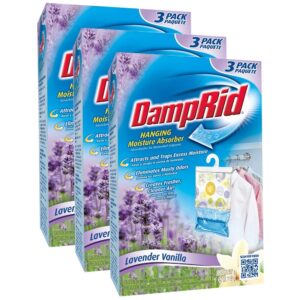 damprid lavender & vanilla hanging moisture absorber, 3 ct, 42 ounce - 3 boxes,, 3count ()