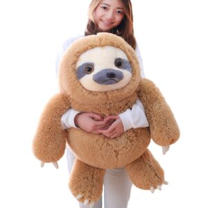 winsterch giant stuffed animal big sloth stuffed animals plush sloth toy for kids,boy,girls,27.5 inches large stuffed sloth animal for birthday christmas valentine's for her(brown)