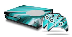 wraptorskinz decal vinyl skin wrap compatible with xbox one s console and controllers - paint blend teal