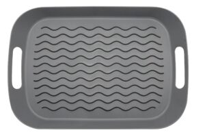 chopmaster large rectangular anti slip serving tray with handle (grey)