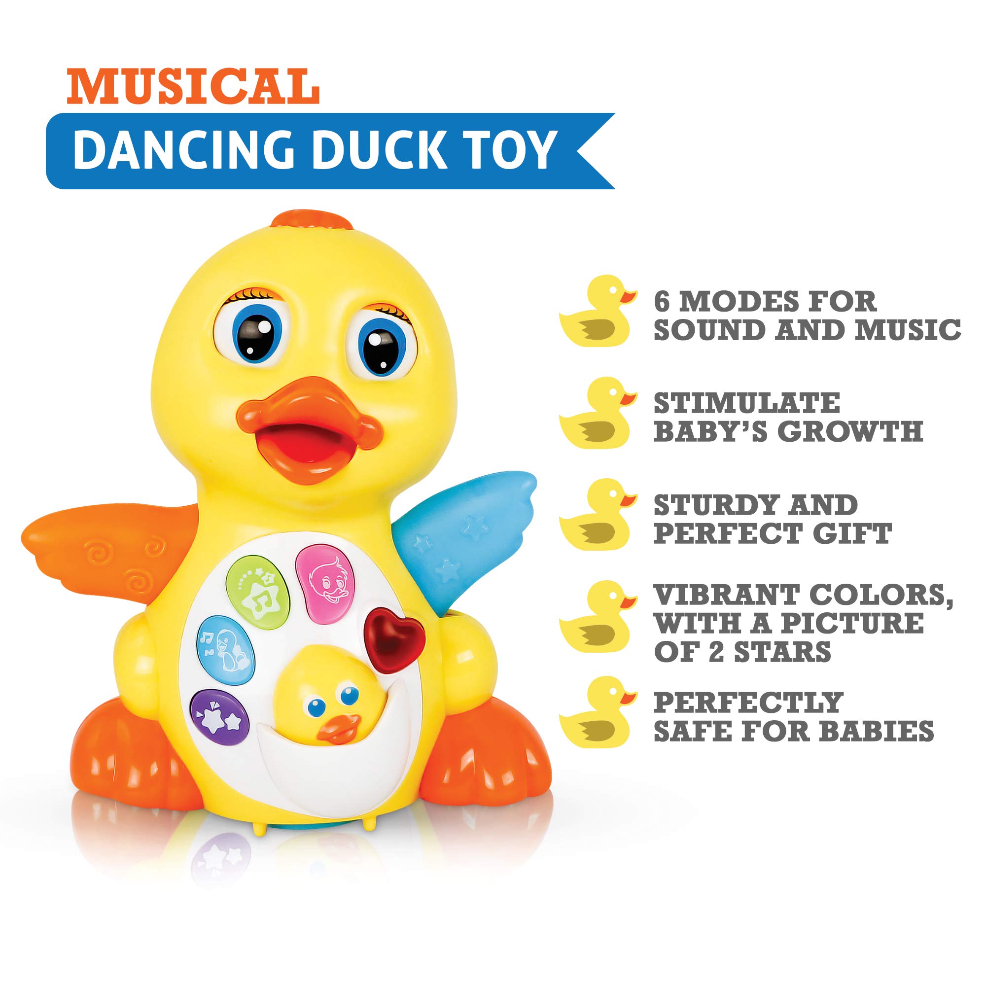 CifToys Light Up Duck Toy, Musical Baby Toys, Walking Flapping Dancing Duck Toys for 3 2 1 Year Old Gifts, Toddler Toys- Dancing, Singing, Electronic Duck Toy with Lights and Adjustable Sound