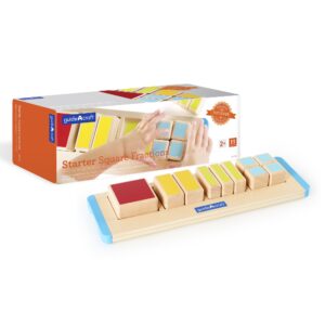 guidecraft colorful starter square fractions - wooden early development toys for children, math skills stimulating game