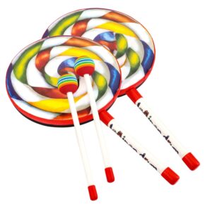 foraineam 2 pieces 8 inch lollipop drum with drum beater lollipop hand drum musical educational percussion instrument