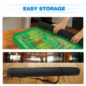 GSE Games & Sports Expert Professional Casino Craps Tabletop Layout Mat with Carrying Bag, Non-Slip Rubber Craps Dice Game Table Top Mat for Family/Friends Parties, Casino Night