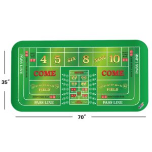 GSE Games & Sports Expert Professional Casino Craps Tabletop Layout Mat with Carrying Bag, Non-Slip Rubber Craps Dice Game Table Top Mat for Family/Friends Parties, Casino Night