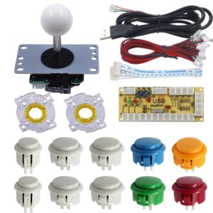 sjjx diy arcade game button and joystick controller kit for rapsberry pi and windows,5 pin joystick and 10 push buttons 822a08 mix white