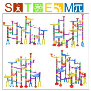 Gifts2U Marble Run Sets Kids, 122 PCS Marble Race Track Game 90 Translucent Marbulous Pieces + 32 Glass Marbles, STEM Marble Maze Building Blocks Kids 4+ Year Old