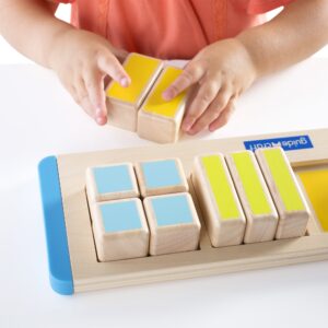 Guidecraft Colorful Starter Square Fractions - Wooden Early Development Toys for Children, Math Skills Stimulating Game