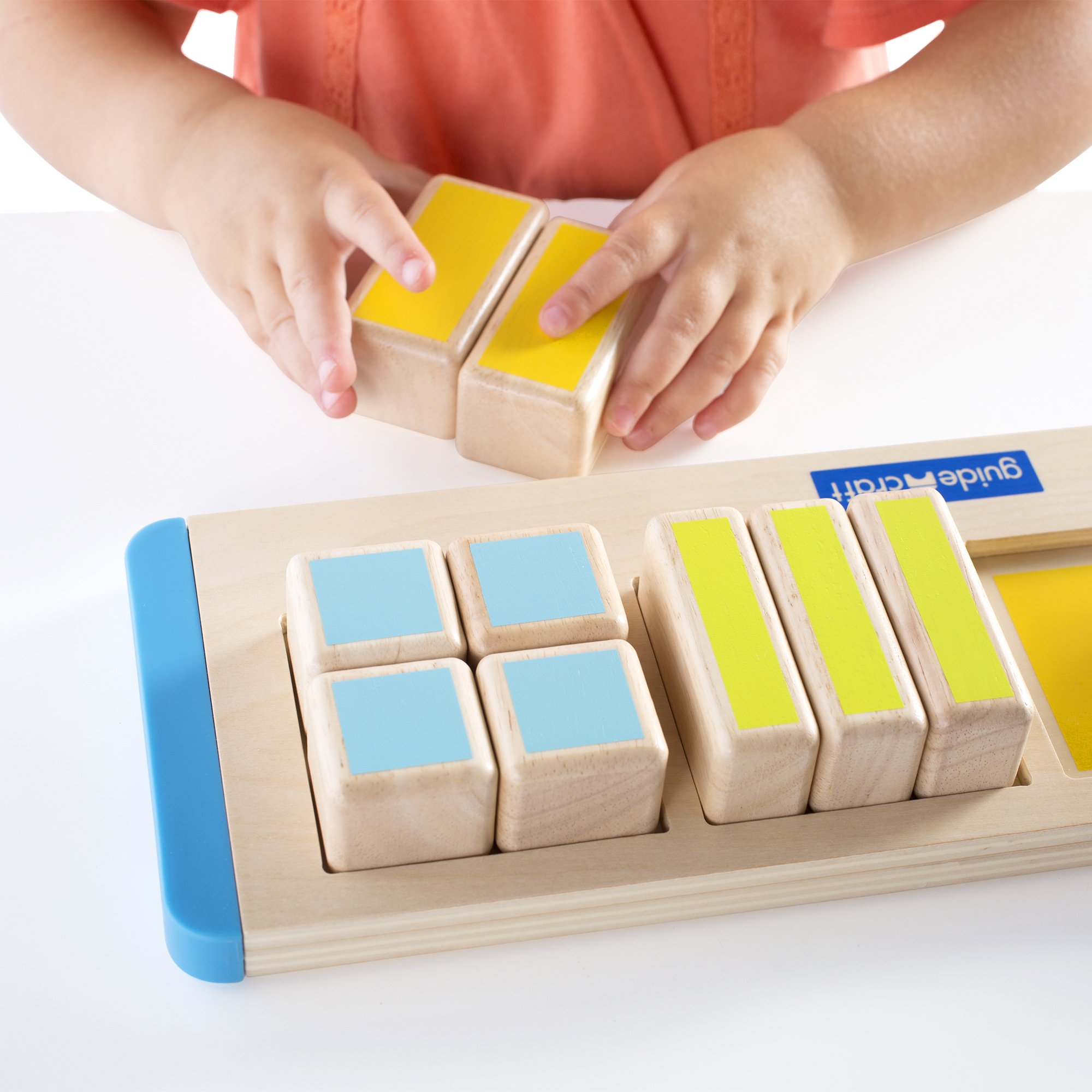 Guidecraft Colorful Starter Square Fractions - Wooden Early Development Toys for Children, Math Skills Stimulating Game