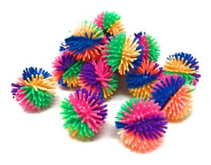 funiverse bulk 50 pack 6-color porcupine ball assortment - 1.25" spike ball in blue, yellow, green, pink, purple, and orange