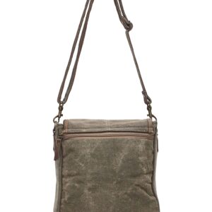 Myra Bags 1897 Upcycled Canvas Crossbody Bag S-1050, Tan, Khaki, Brown, One_Size