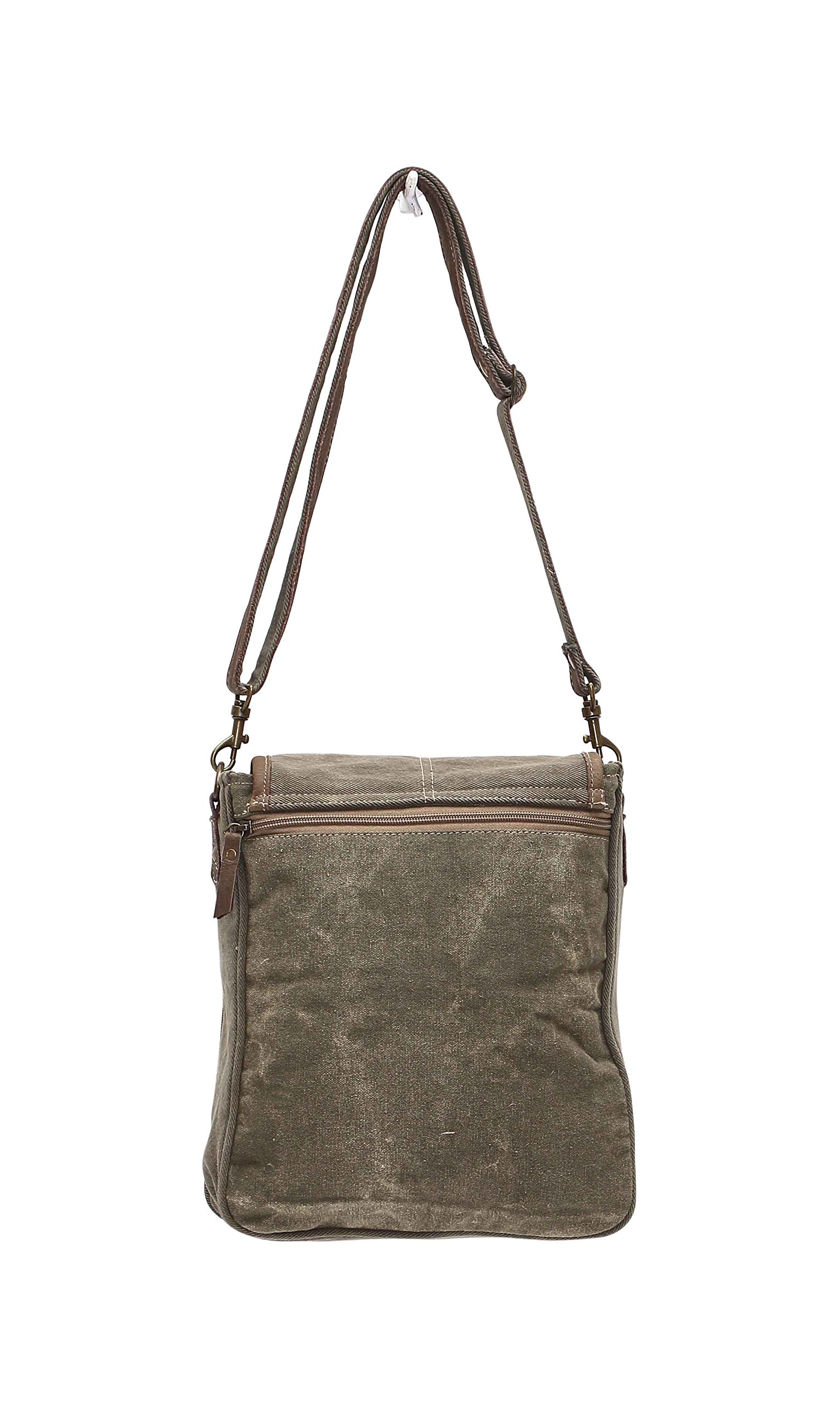 Myra Bags 1897 Upcycled Canvas Crossbody Bag S-1050, Tan, Khaki, Brown, One_Size