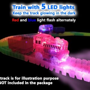 HAPISIMI Track Train (2-Pack), Multi-Color Light Up Flashing LED Glow in The Dark Trains Accessories Compatible with Neo and Most Other Tracks