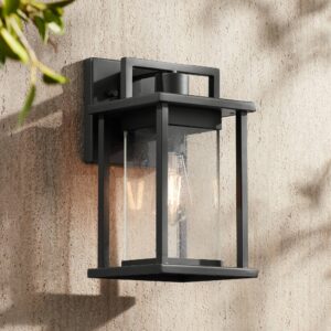 john timberland wickham modern outdoor wall light fixture painted dark bronze 13" spotted clear glass for exterior barn deck house porch yard patio outside garage front door garden home roof